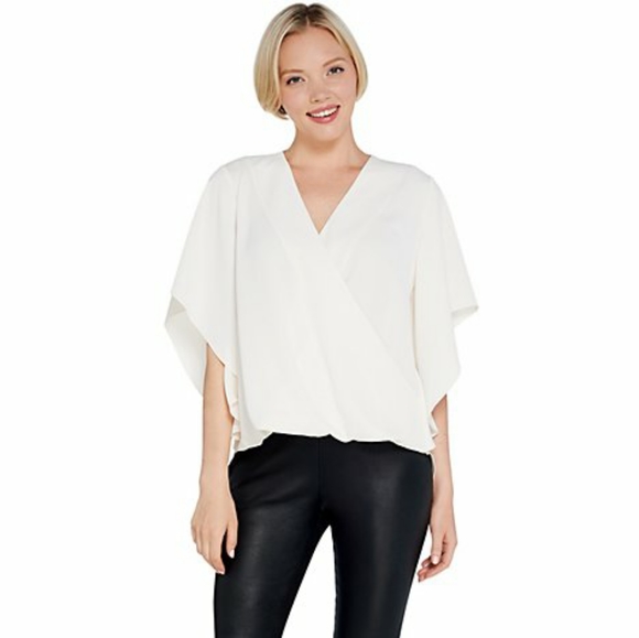 Lisa Rinna Collection | Tops | Lisa Rinna Crossover V Neck Blouse Ivory ...